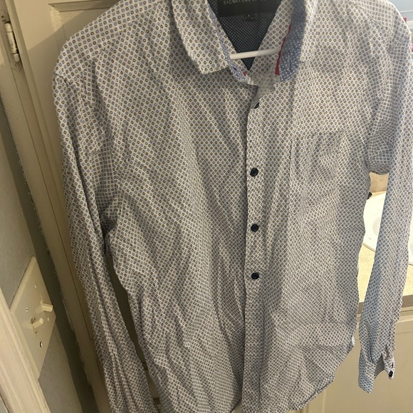 Signature | Shirts | Signature Studio Blue And White Geometric Shirt ...